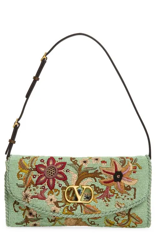 Valentino Garavani Vain Soft Embroidered Top Handle Bag - Multi Green