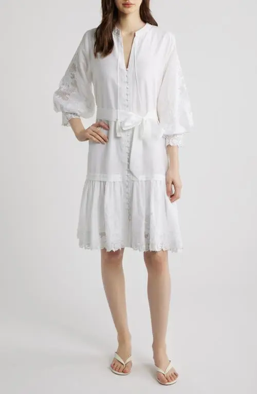 Kobi Halperin Erica Embroidered Cotton & Silk Dress - White