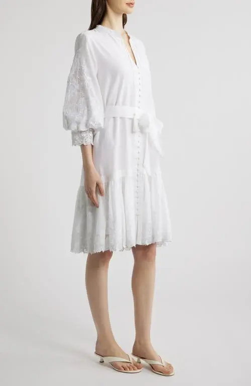 Kobi Halperin Erica Embroidered Cotton & Silk Dress - White