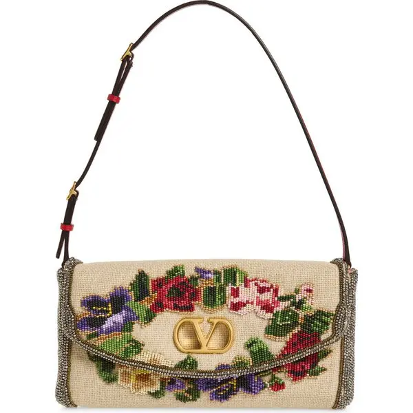 Valentino Garavani Vain Soft Beaded Top Handle Bag