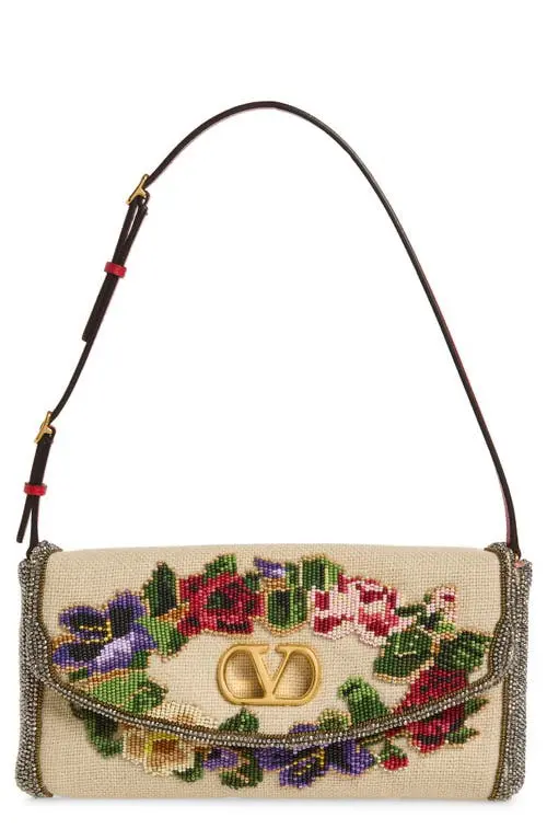 Valentino Garavani Vain Soft Beaded Top Handle Bag - Multi Beige
