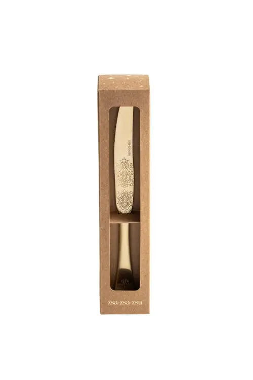 ZSA ZSA ZSU Dume Patterned Stainless Steel Dinner Knife Set Of 4 - Champagne