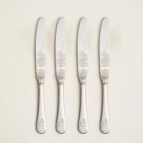 ZSA ZSA ZSU Dume Patterned Stainless Steel Dinner Knife Set Of 4 - Silver