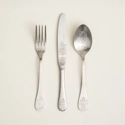 ZSA ZSA ZSU Dume Patterned Stainless Steel Dinner Knife Set Of 4 - Silver