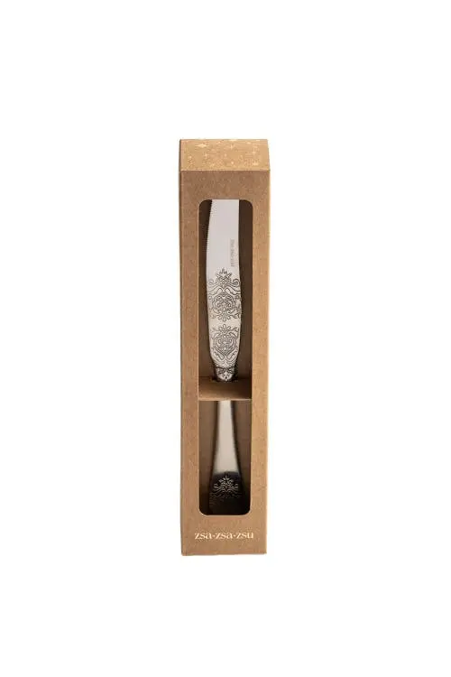 ZSA ZSA ZSU Dume Patterned Stainless Steel Dinner Knife Set Of 4 - Silver