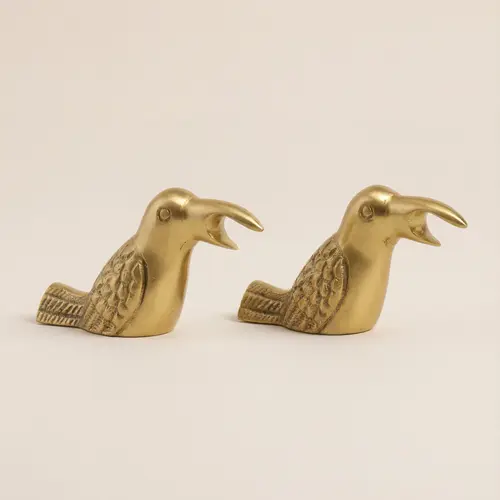 ZSA ZSA ZSU Lotus Brass Bird Decorative Object 2 Pcs Set