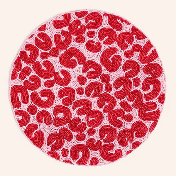 ZSA ZSA ZSU Dadri Beadded Placemat Animal 14 - Red