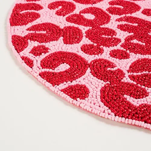 ZSA ZSA ZSU Dadri Beadded Placemat Animal 14 - Red