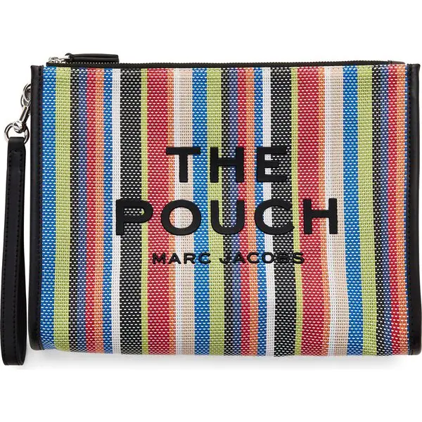 Marc Jacobs Large Stripe Mesh Pouch - Red Multi