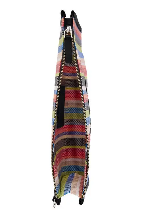 Marc Jacobs Large Stripe Mesh Pouch - Red Multi