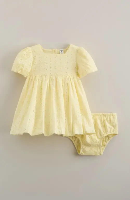 Nordstrom Bubble Cotton Broderie Anglaise Dress With Bloomers - Yellow Pastel