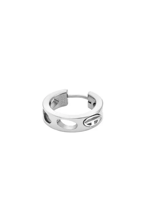 DIESEL® Oval D Logo Single Hoop Earring - Silver