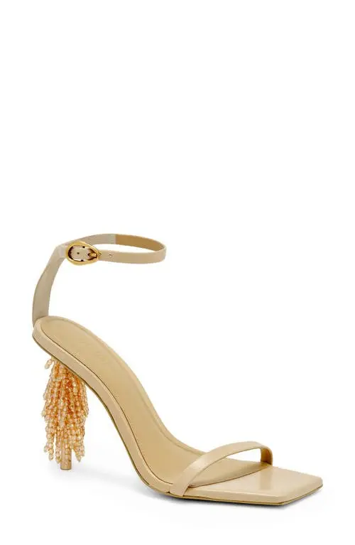Cult Gaia Sienna Beaded Ankle Strap Sandals - Sand