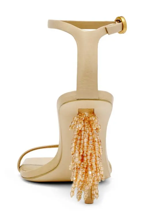 Cult Gaia Sienna Beaded Ankle Strap Sandals - Sand
