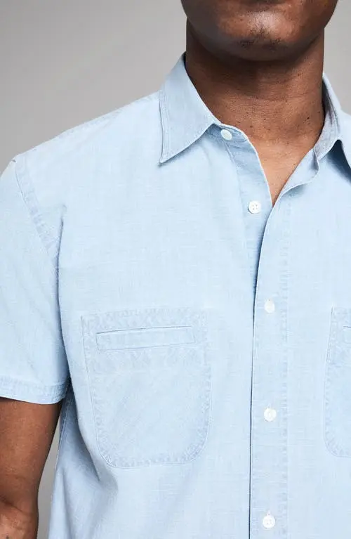 Billy Reid Donelson Short Sleeve Organic Cotton Chambray Sport Shirt
