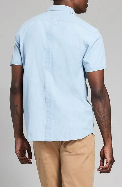 Billy Reid Donelson Short Sleeve Organic Cotton Chambray Sport Shirt