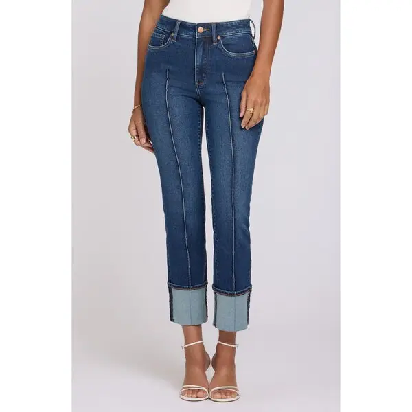 NYDJ Marilyn Cuffed Pintuck Straight Leg Jeans - Sunset Villa