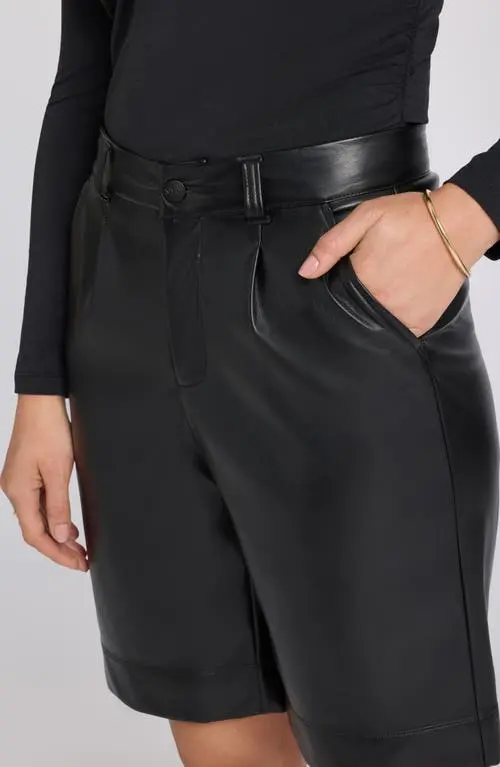 NYDJ Relaxed Faux Leather Bermuda Shorts - Black