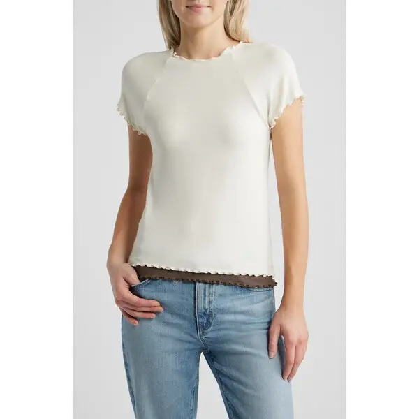 Mango Lettuce Edge Layered Top - Ecru