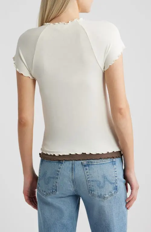 Mango Lettuce Edge Layered Top - Ecru