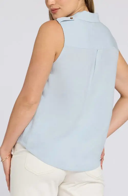 NYDJ Gabrielle Sleeveless Camp Shirt - Blue Clover