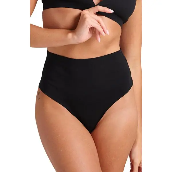 SIELLA Organic Cotton No-show Shaping Thong - Black