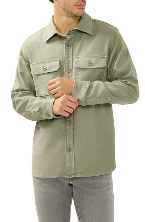 SILVER JEANS CO. Field Cotton Blend Button-up Shirt Jacket - Palm Green