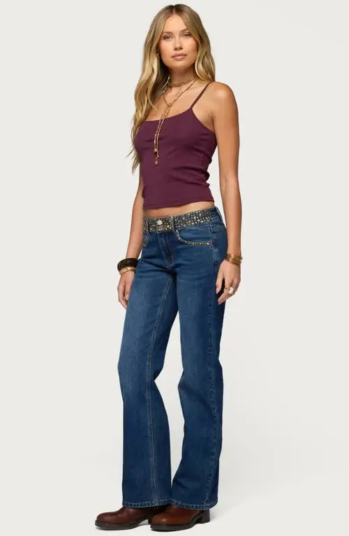 EDIKTED Studded Low Rise Straight Leg Jeans