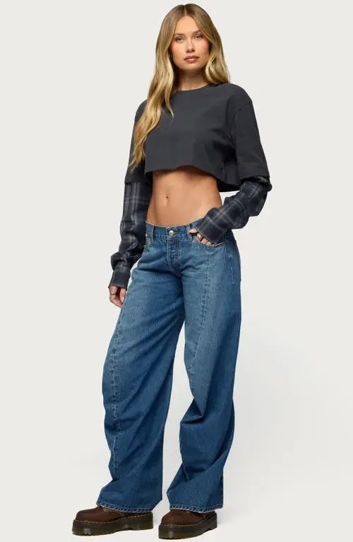 EDIKTED Maiah Low Rise Barrel Jeans
