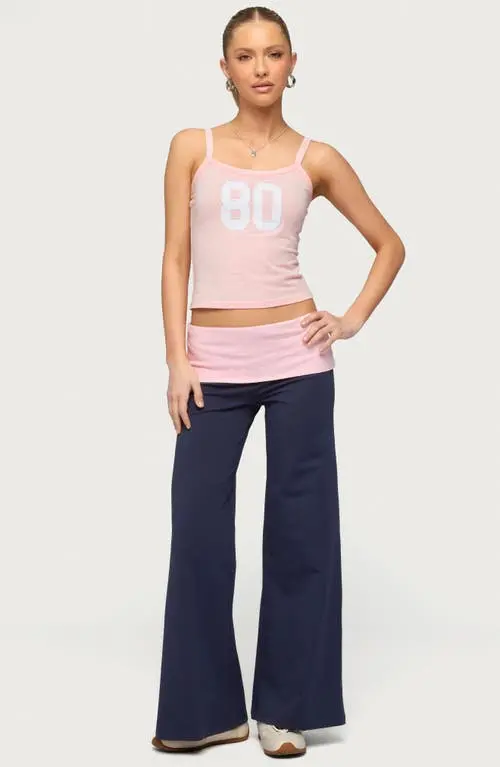 EDIKTED Foldover Wide Leg Pants - Navy