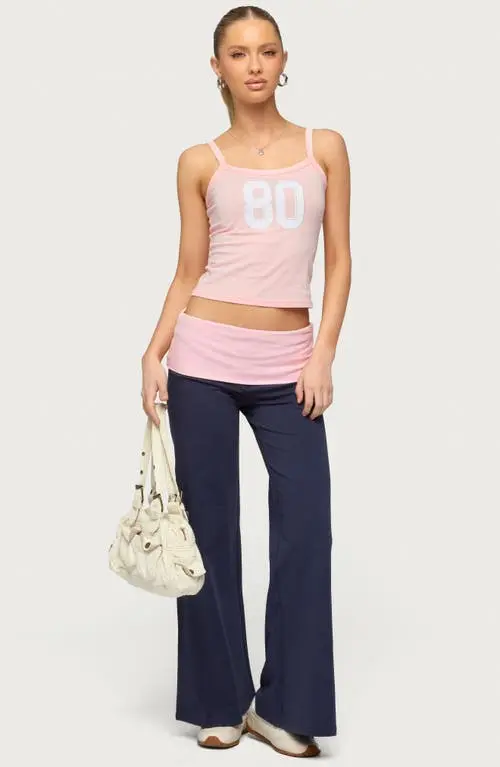 EDIKTED Foldover Wide Leg Pants - Navy