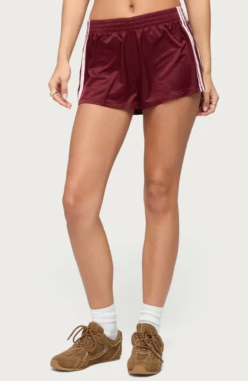 EDIKTED Side Stripe Shorts - Wine