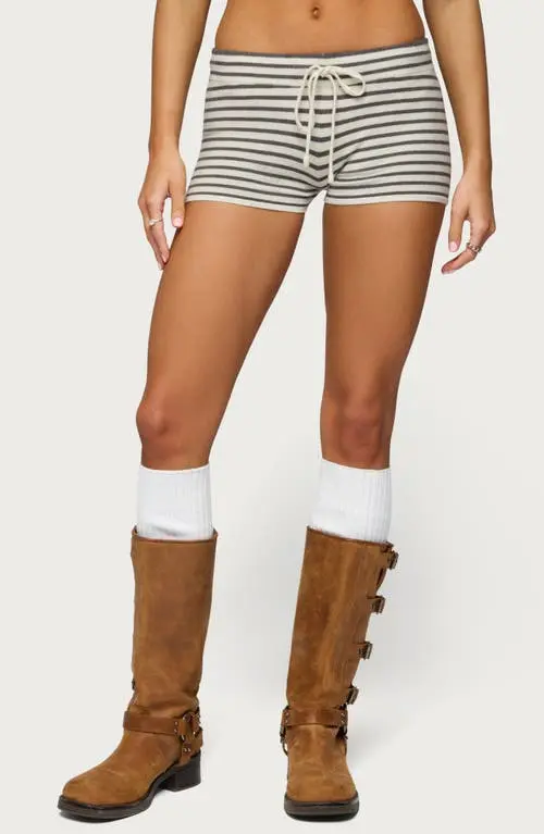 EDIKTED Lillian Stripe Knit Shorts - Cream