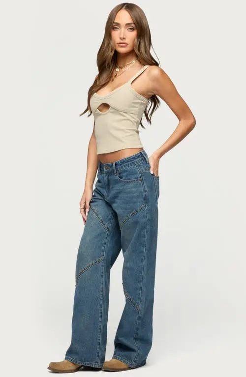 EDIKTED Charla Studded Baggy Jeans - Blue-washed