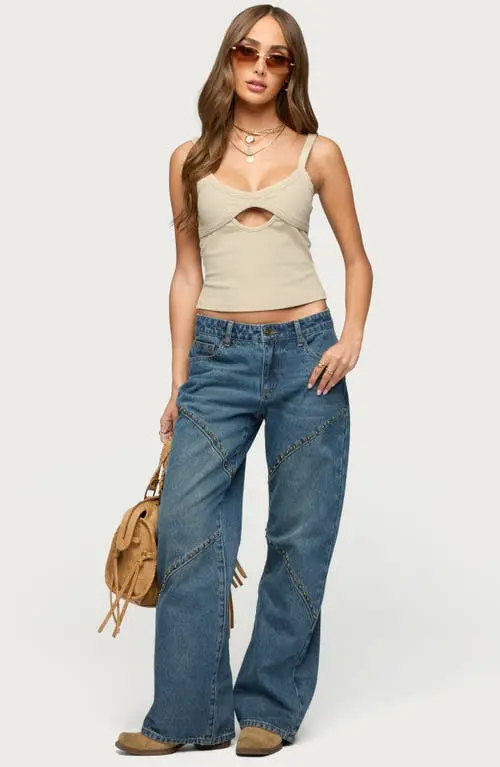 EDIKTED Charla Studded Baggy Jeans - Blue-washed