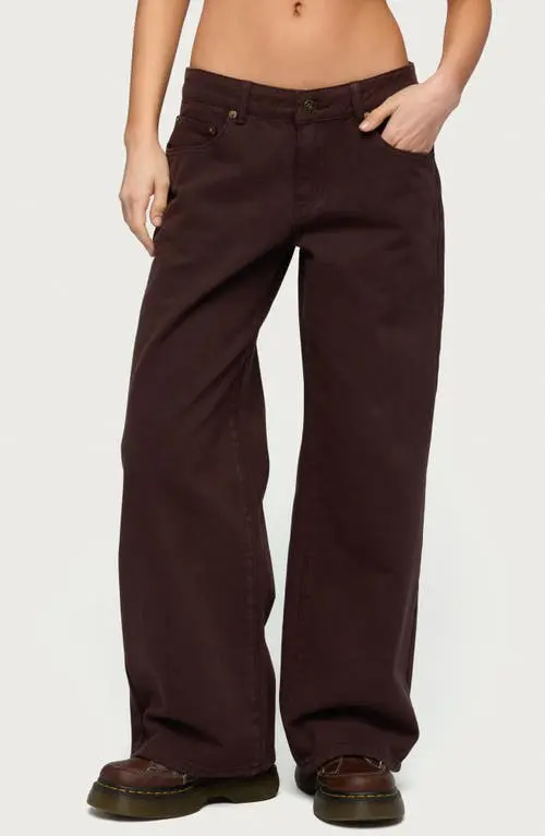 EDIKTED Roman Low Rise Baggy Jeans - Brown