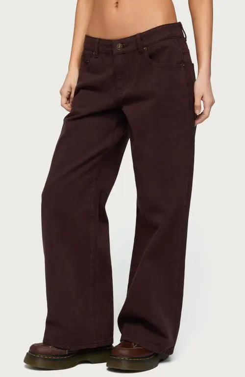 EDIKTED Roman Low Rise Baggy Jeans - Brown