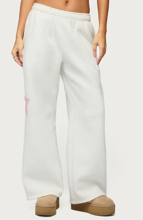 EDIKTED Straight Leg Starry Sweatpants - White