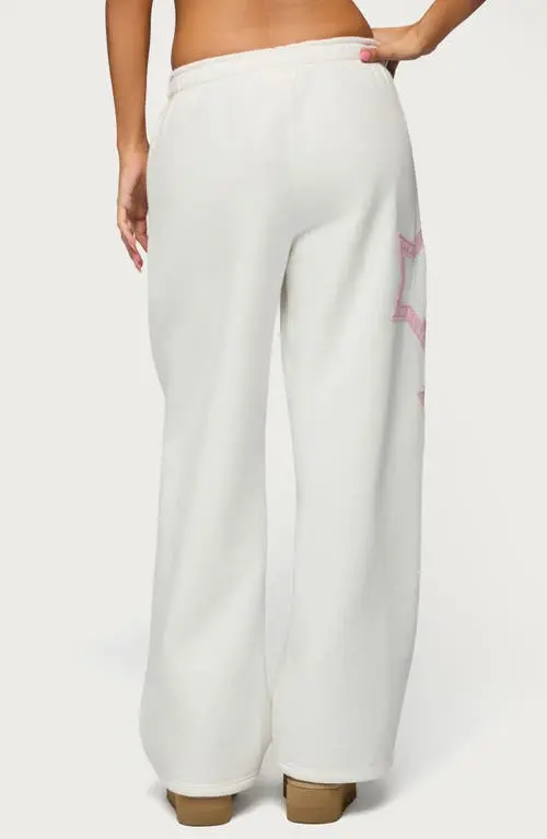 EDIKTED Straight Leg Starry Sweatpants - White