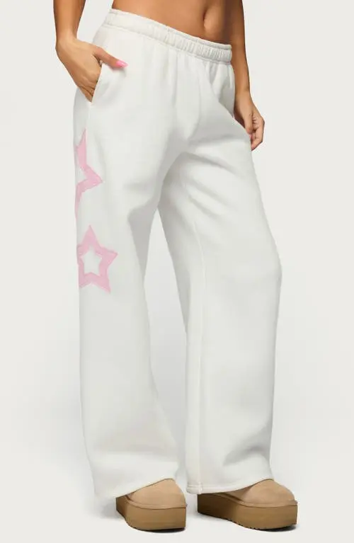 EDIKTED Straight Leg Starry Sweatpants - White