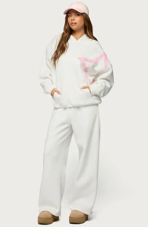 EDIKTED Straight Leg Starry Sweatpants - White