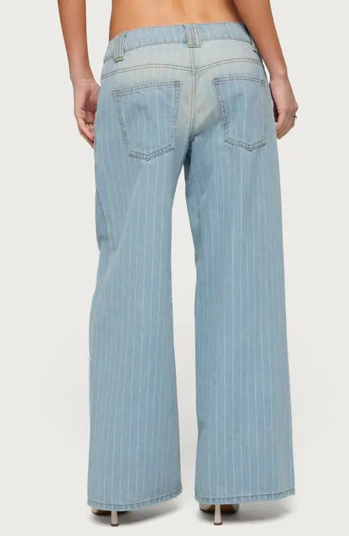 EDIKTED Cory Stripe Low Rise Baggy Jeans - Light-blue