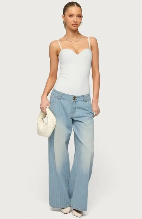 EDIKTED Cory Stripe Low Rise Baggy Jeans - Light-blue
