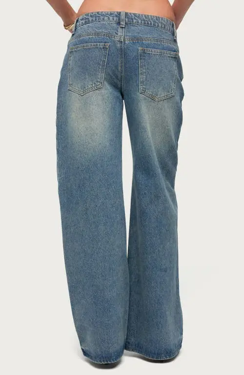 EDIKTED Moxlan Slant Button Wide Leg Jeans