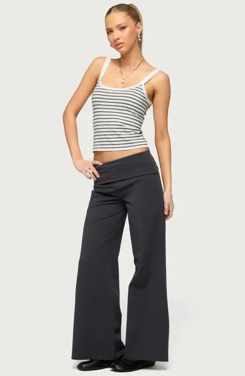 EDIKTED Wide Leg Foldover Pants
