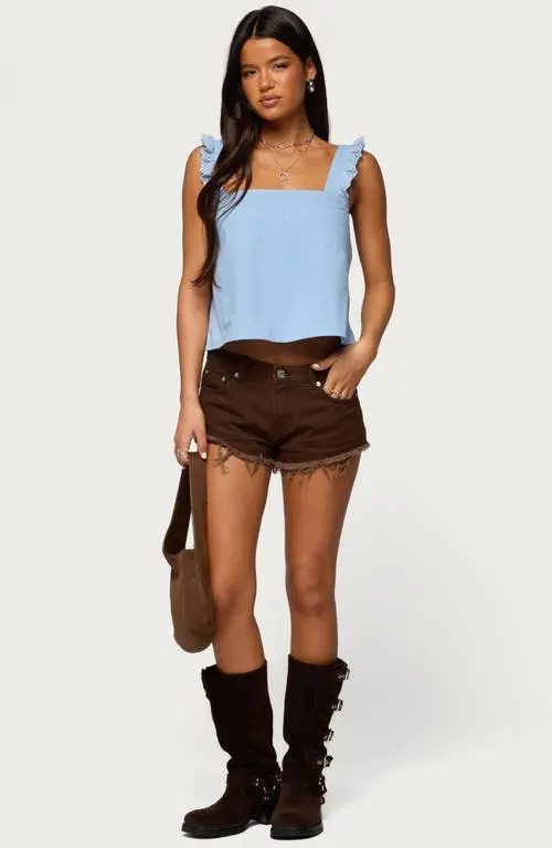 EDIKTED Cutoff Denim Shorts