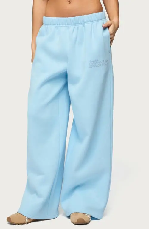 EDIKTED Wide-leg Textured Logo Sweatpants - Light-blue