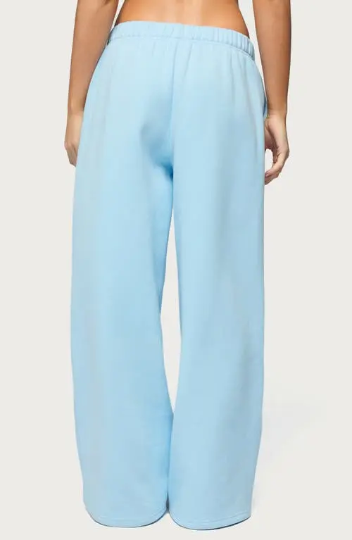 EDIKTED Wide-leg Textured Logo Sweatpants - Light-blue