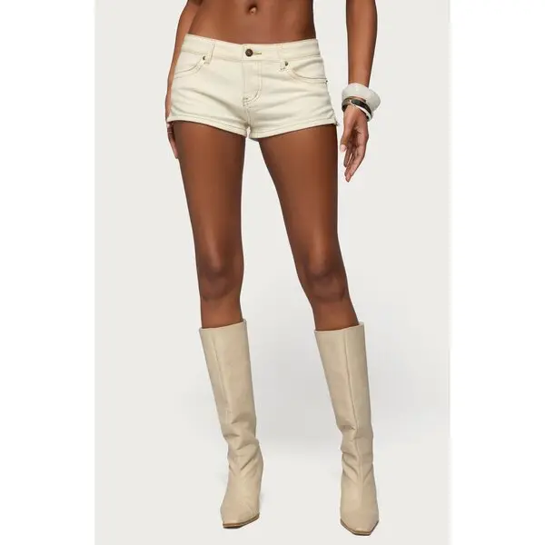 EDIKTED Jagger Low Rise Denim Short - Cream