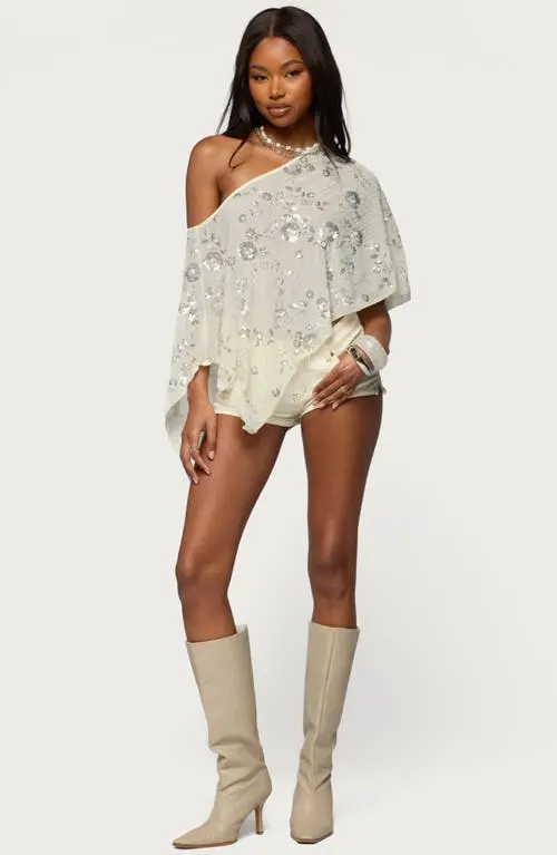 EDIKTED Jagger Low Rise Denim Short - Cream
